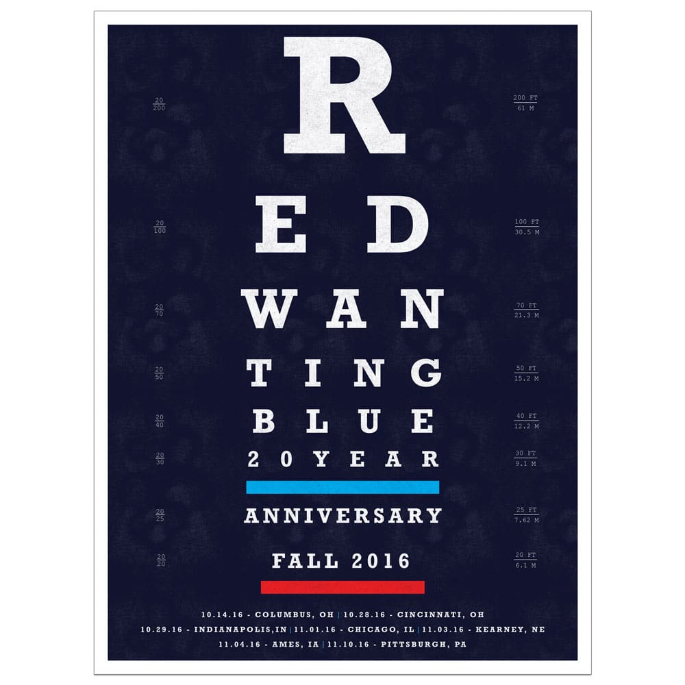 20th Anniversary Tour Concert Poster 2016 | Red Wanting Blue Online Store